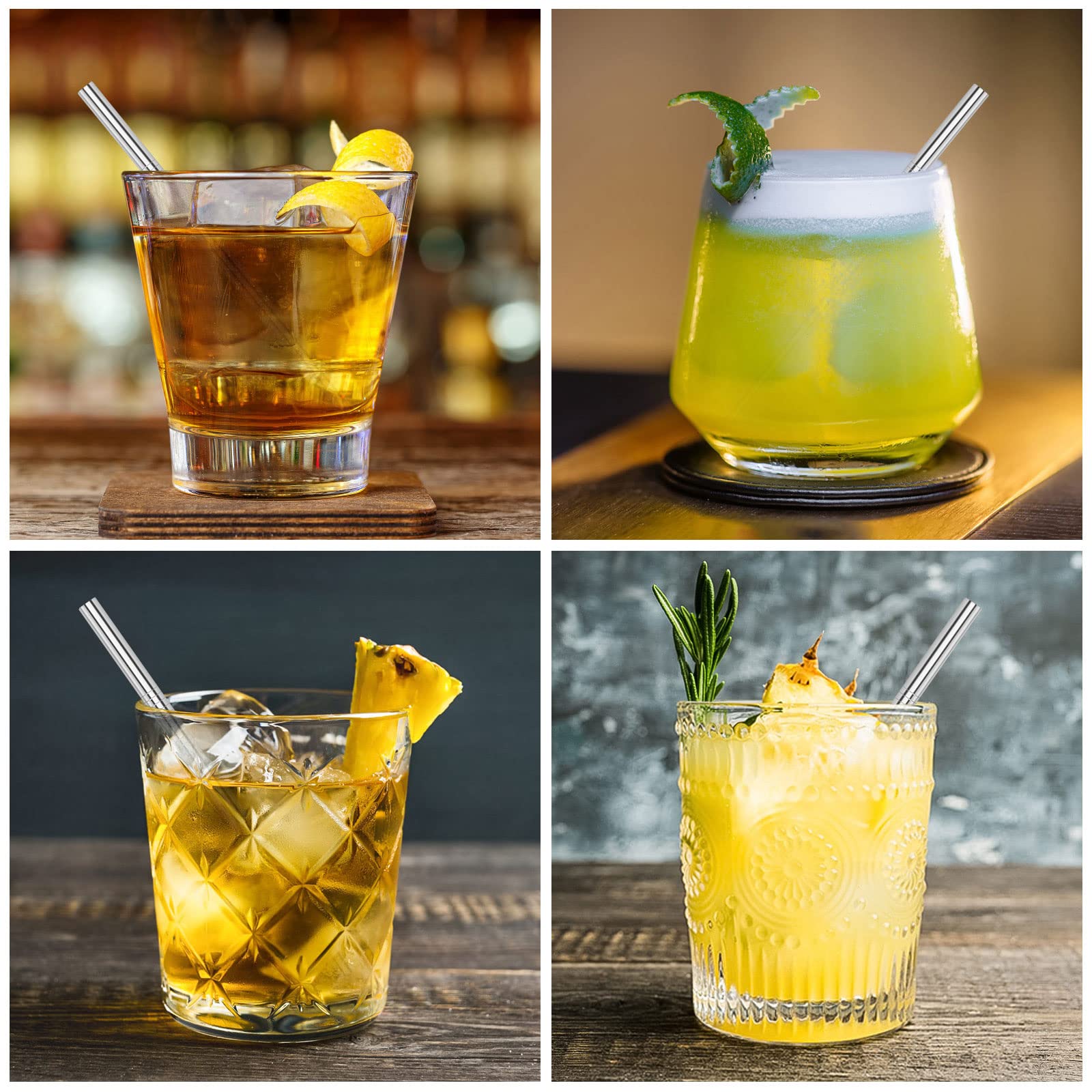 Kiemeu Short Metal Straws For Kids, Small Straws For Cocktails, Reusable Cocktail Straws For Drinks 5.5 Inch