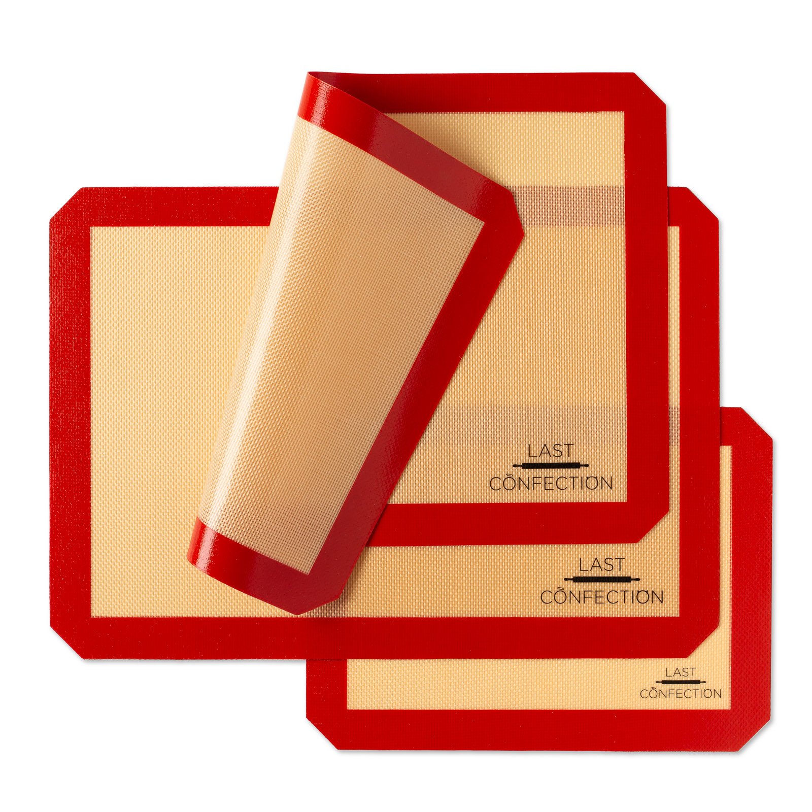 Last Confection Silicone Baking Mat - Set of 3 Non-Stick Professional Food Safe Tray Pan Liners - 2 Half Sheet (11-5/8" x 16-1/2") 1 Quarter Sheet (8-1/2" x 11-1/2")