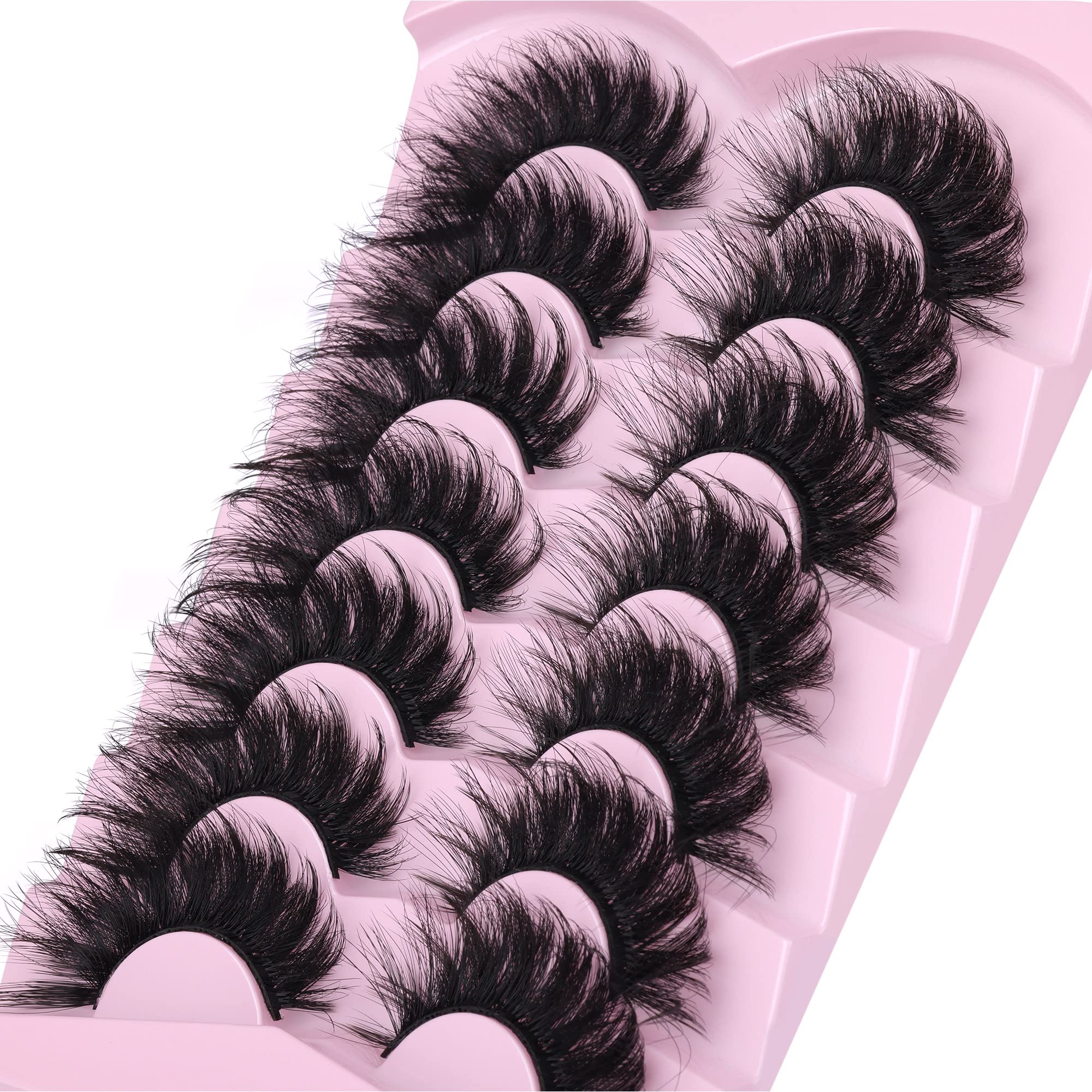 Mink Lashes Fluffy Cat Eye False Eyelashes 18MM Wispy False Lashes Pack 7 Pairs 3D Fake Eyelashes by Zenotti