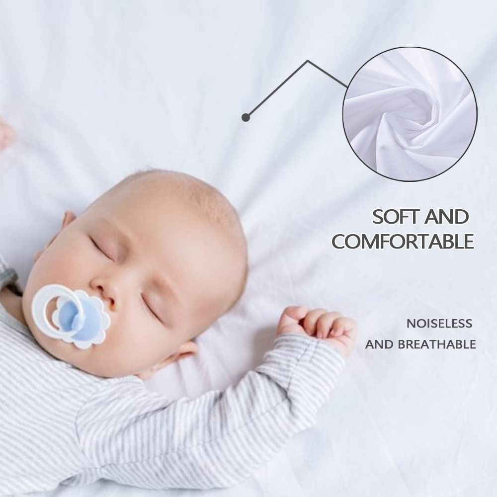 Nicesure Crib Fitted Sheets Waterproof Mattress Protector 12'' Deep Bottom Sheets Mattress Pad Cover Noiseless Soft Breathable Washable Mattress Topper for Kids Pets Adults, 28'' x 52'', White