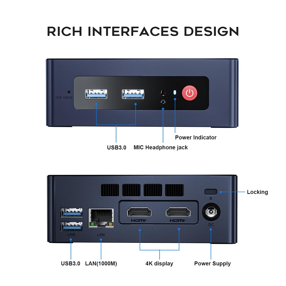 Newest 4 Cores 11th Gen Intel N5095 Beelink Mini-S Mini PC, 8GB RAM 128GB SSD Gigabit Ethernet, 2.4G/ 5.0G WiFi, BT4.0, Dual HDMI Business Mini Desktop Computer, HTPC, W-11 Pro