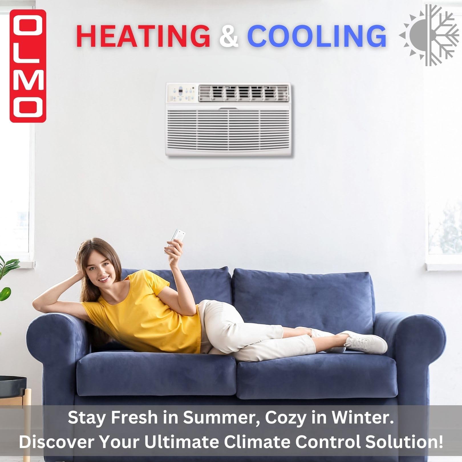 OLMO 8,000 btu 115V Through-the-Wall Air Conditioner with Remote Control and built in Smart Kit, (Heating and Cooling) (R32 Refrigerant)…