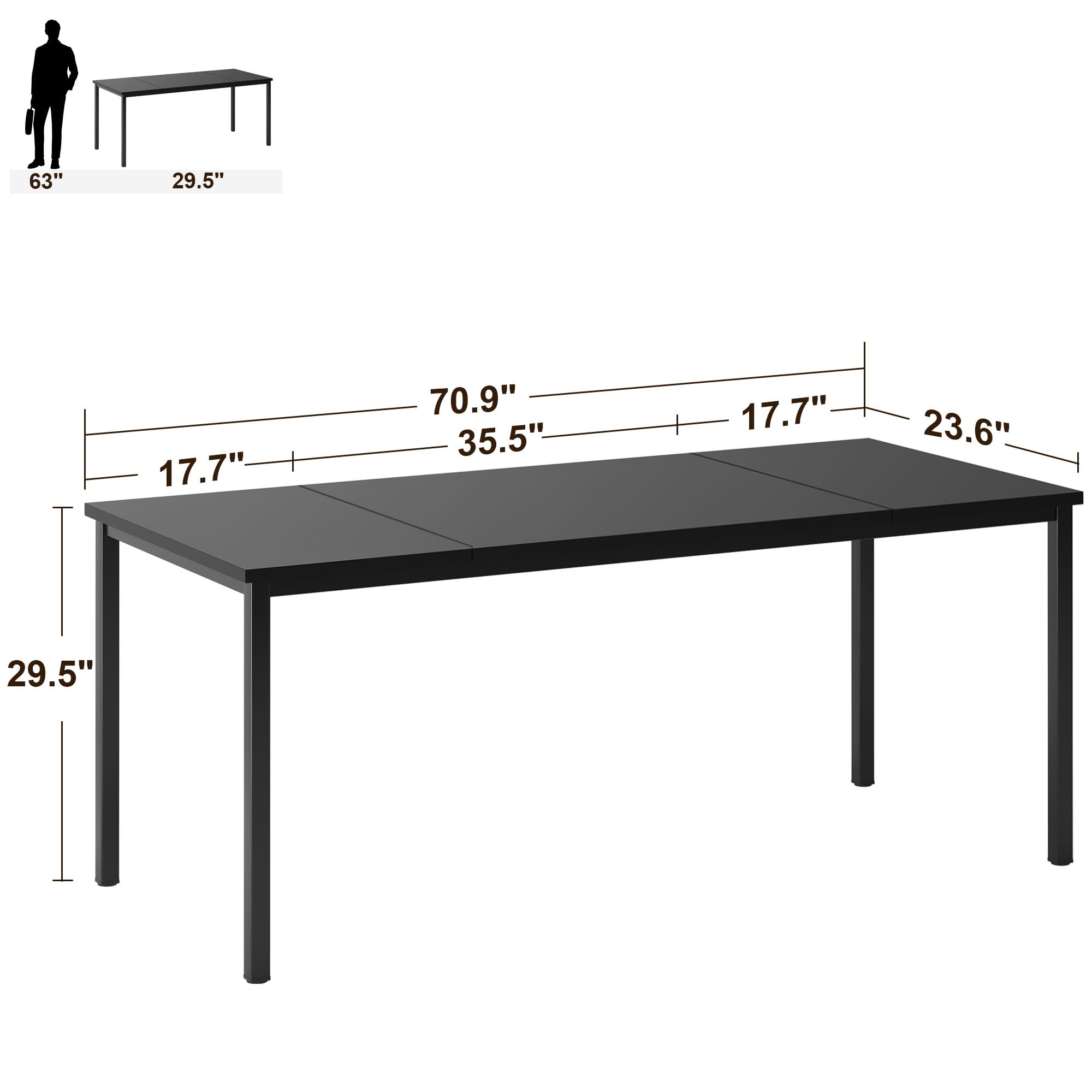 soges 70.8 Inch Stylish Computer Desk, Large Executive Office Desk, Simple Study Writing Desk, Workstation Business Furniture for Home Office, Black