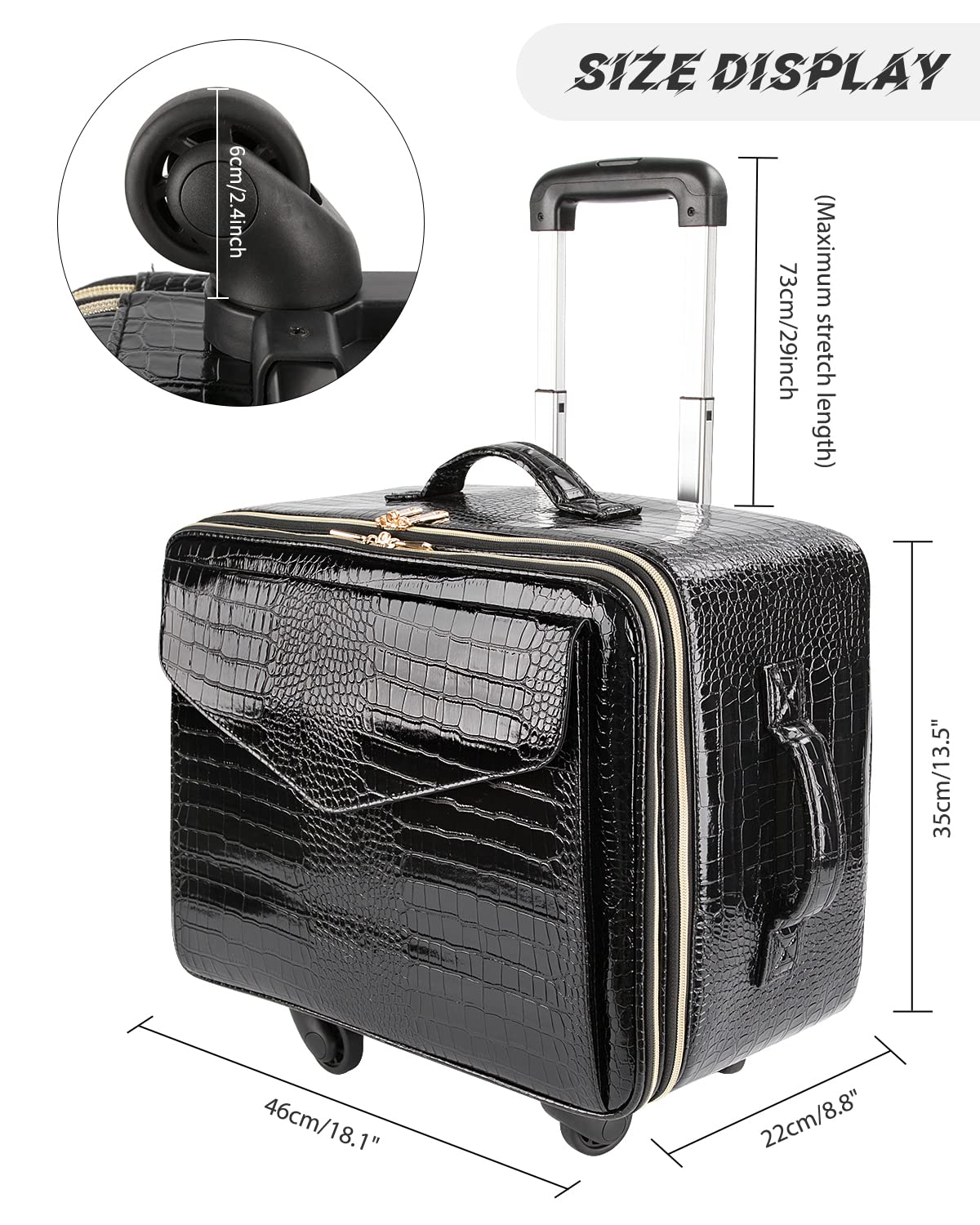 OCHEAL Extra Large Makeup Case, 20" Carry On Makeup Train Case for Makeup Artist, Travel Cosmetic Case Organizer Bag Rolling Trolley Storage Box with Two Sets Adjustable Dividers 360 Degree Wheels