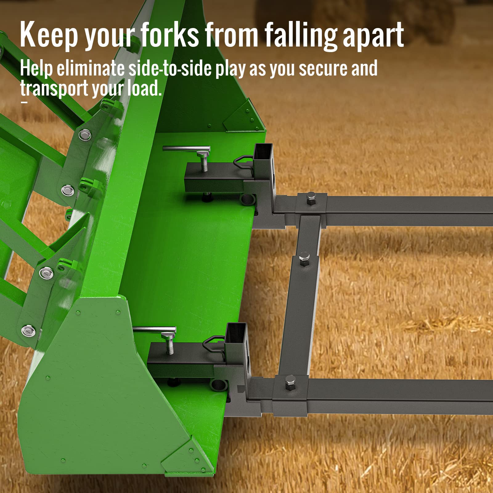 MAHLER GATES Clamp On Pallet Forks Adjustable Stabilizer Bar,Fits 2.95"W x 3"H Forks, 18"-34"W Adjustable Length