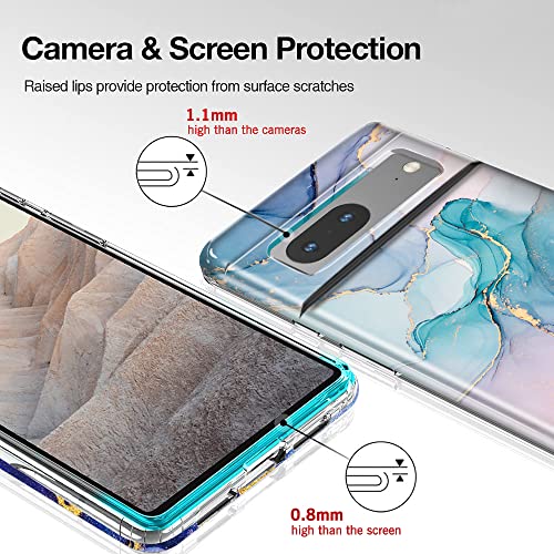 luolnh Pixel 7 Case,Google Pixel 7 Marble Glitter Brilliant Cute Design Soft Silicone Rubber TPU Bumper Cover Phone Case for Google Pixel 7 6.3 Inch(2022)-Green&Purple