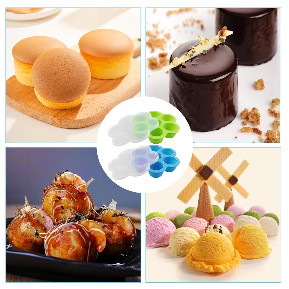 Silicone Air Fryer Egg Bite Mold, 2 Pcs Reusable Egg Bites Pan with Lid + 2 Pcs Oil Brushes - Non-Stick Air Fryer Egg Mold Cupcake Mold, Air Fryer Accessories(2 Set)