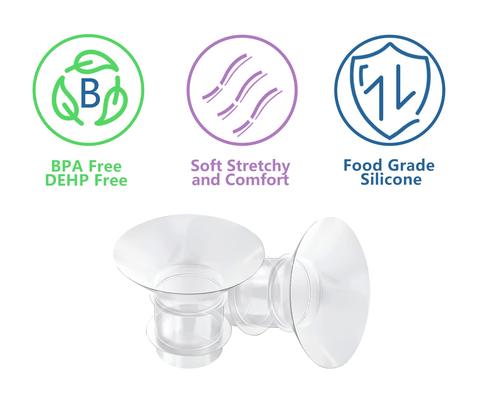 Loveishere 24mm Flange Inserts Compatible with Medela/TSRETE/Momcozy/Willow Wearable Cups, 27mm Breast Pump Shields Reduce Nipple Tunnel Down to 24mm, 2pcs