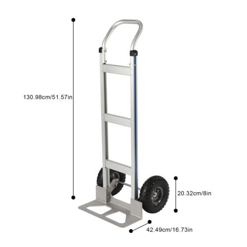 LUNUMAOS Hand Trunk Dolly Silver Aluminum Alloy Modern Desgin Industrial Moving Trolley Heavy Duty Dolly Cart 440 lbs with 2 Wheels for Warehouses