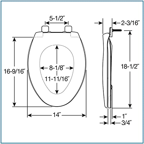 MAYFAIR 18100SL 000 Collins Slow Close Plastic Toilet Seat that will Never Loosen, with Super Grip Bumpers, ELONGATED, Long Lasting Solid Plastic, White