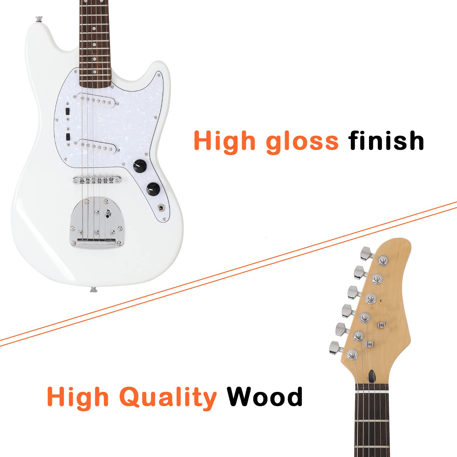 Ktaxon 39 Inch Full Size Electric Guitar 6 String Electric Guitar Kit with Portable Electric Guitar Bag, Adjustable Strap, Connecting Wire, Spanner Tool, Plectrum and Tremolo Bar(White)