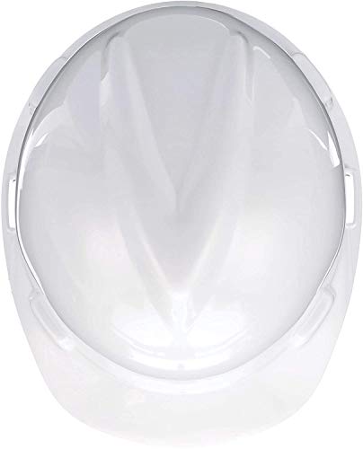 MSA 475358 V-Gard Cap Style Safety Hard Hat With Fas-Trac III Ratchet Suspension | Polyethylene Shell, Superior Impact Protection, Self Adjusting Crown-Straps - Standard Size in White