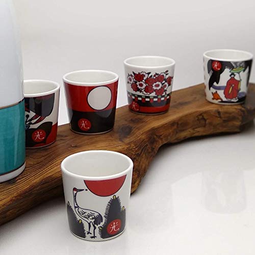 LENITH] Korean Funny Soju Shot Glasses Sets, O-Kwang Hwatu, Korea Traditional Card Game Printed for Sake, Whiskey, Tequila, Liquor