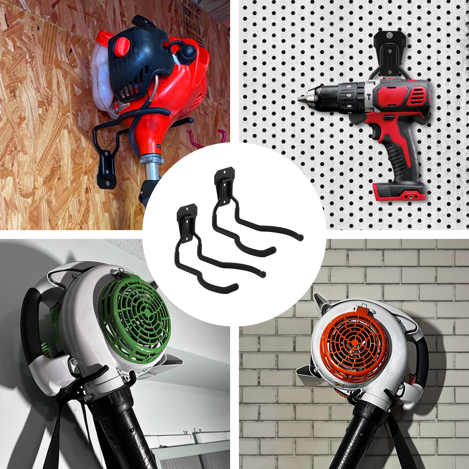 Mayouko 2PCS Garden Power Tool Hanger, Garage Wall Mount Hooks, Weedeater Rack, String Trimmer Hanger, Weedeater Hanger, Utility Hooks for Garage Tool Organizers and Storage, 2 Packs