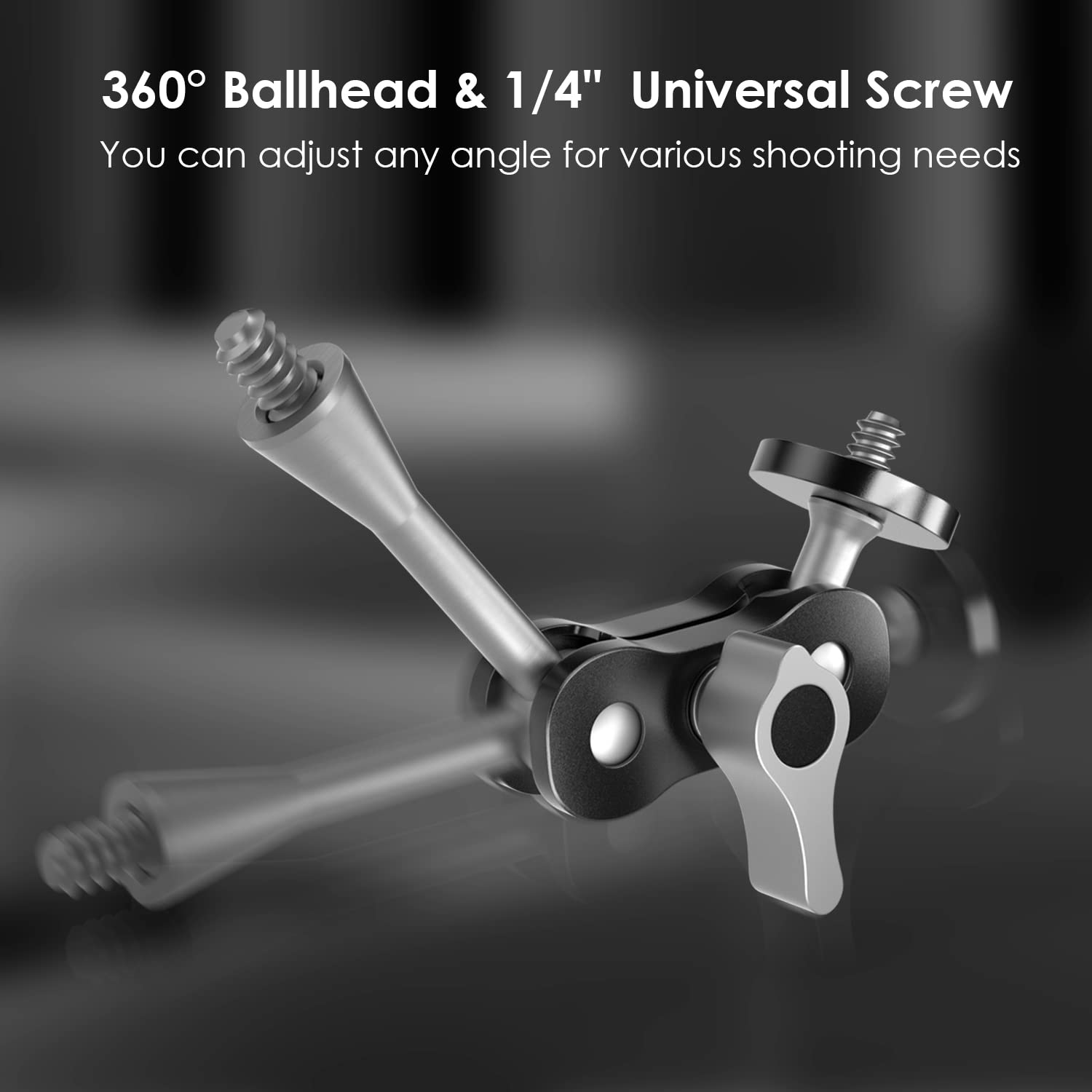 HTURS MA95 Tripod Magic Arm with Dual Ball Head, Attached & Adjustable Mini Magic Arm 1/4" Screw for Monitor, Microphone, LED Video Light, Shoting Device