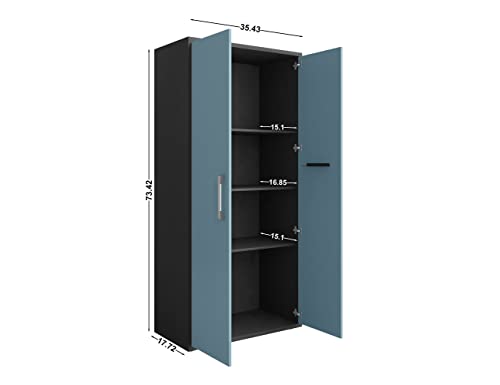 Manhattan Comfort Eiffel Garage Cabinets and Storage System, Set of 6, Blue