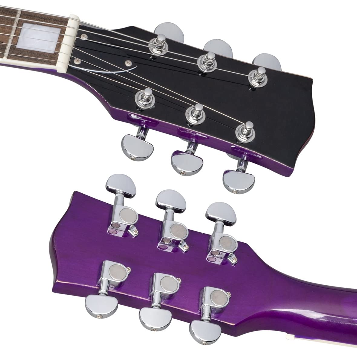 Ktaxon 6 String Electric Guitar, Semi-Hollow Body Full-Size Standard Jazz Electric Guitars Kit with Shoulder Strap, Bag, Cable, Plectrum for Beginner Professional (Purple)
