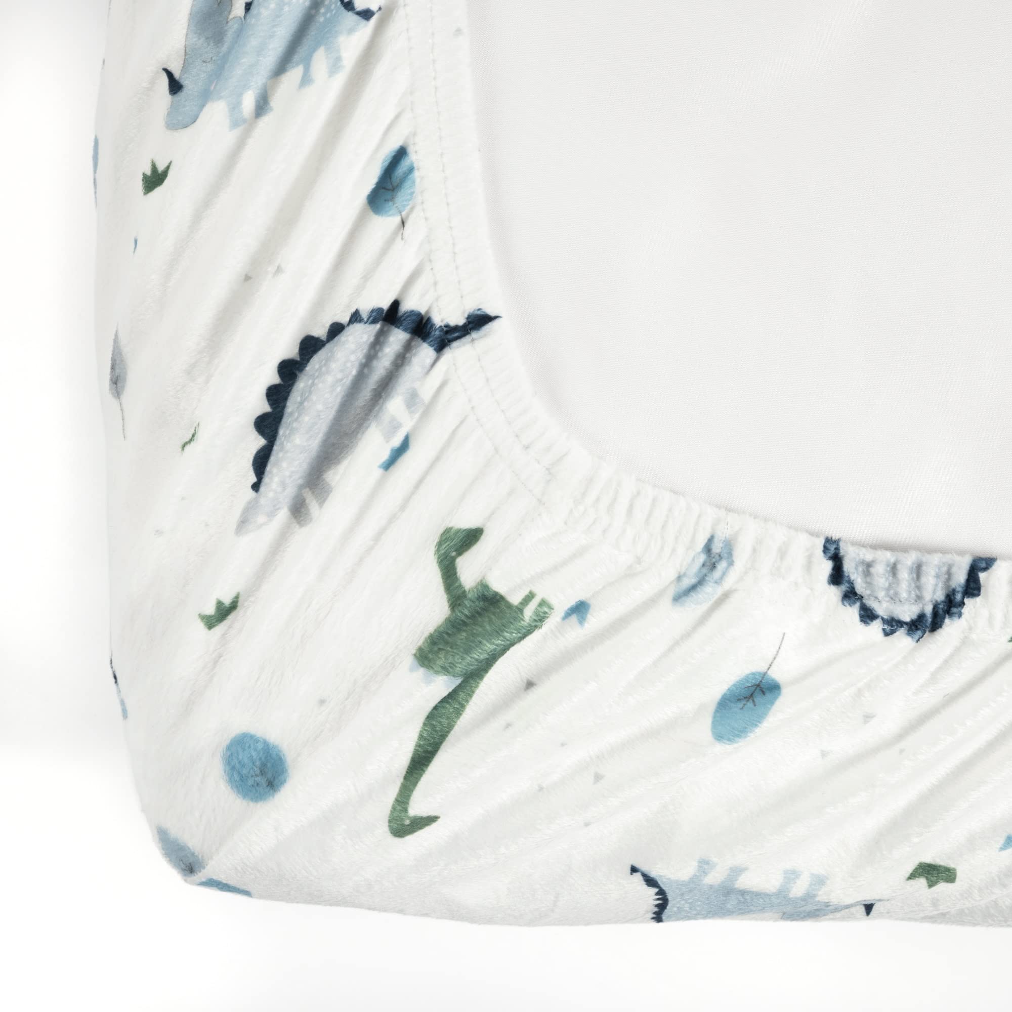 Lush Decor Baby Dinosaurs Roar Soft & Plush Fitted Crib Sheet, 52"x 28" x 9", Dusty Teal & Gray
