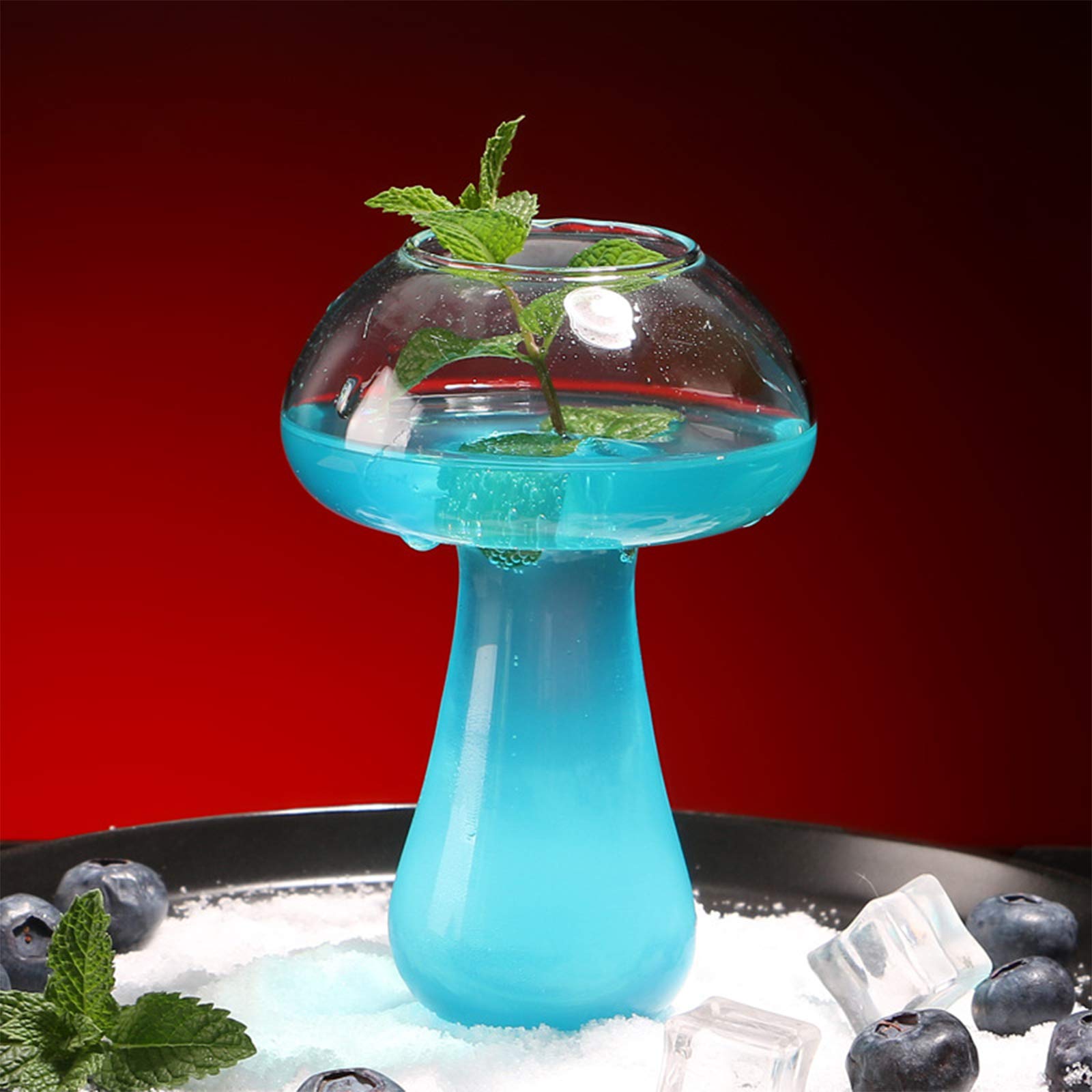 jdfkdskndvkrc Mushroom Cup Cocktail Glass - 380ml/12.85Oz Mushroom Mug Wine Water Cocktails Mushroom Shaped Drinks Cups - Lemonade Juice Glass Bartender Special Beer Wine Glasses Goblet Cooler Cup
