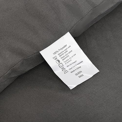 ROSGONIA Charcoal Grey Comforter Set Queen, 3pcs (1 Boho Dark Grey Comforter & 2 Pillowcases), Soft Lightweight Cozy Gray Queen Comforter Set, Easy to Wash and Clean Charcoal Gray Bedding Sets Queen