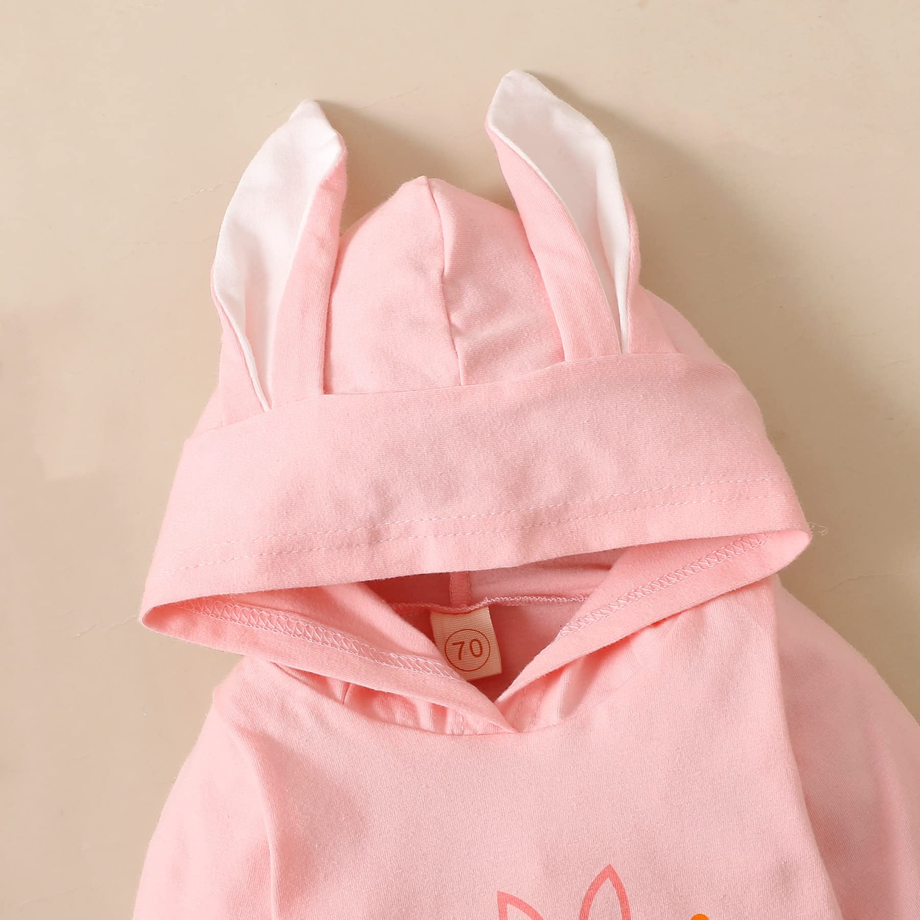 My 1st Easter Outfit Newborn Baby Girl Boy Long Sleeve Bunny Romper One Piece Rabbit Hoodie Jumpsuits Spring Clothes (Pink, 0-3 Months)