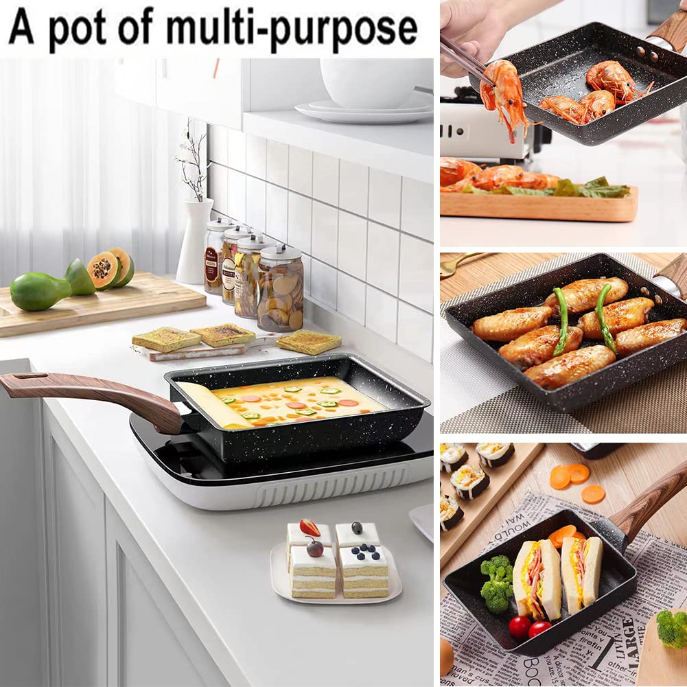 Lchkrep Japanese Omelette Pan-Tamagoyaki Nonstick Pan-Square Pan -Egg Roll Pan-Rectangle Frying Pan-Small Frying Egg Pan, Cooktop Safe, Easy to Clean,6.3 x 7.8 inch (Black)