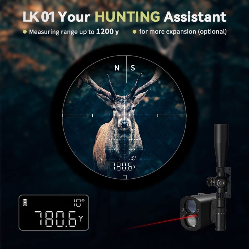 LK01 Auxiliary Ballistic Smart Laser Range Finder, 1200M External Laser Rangefinder with ± 0.5m Accurate, IP65, Compatible with Picatinny Rails, Works with MILESEEY TNV10 Thermal Monocular