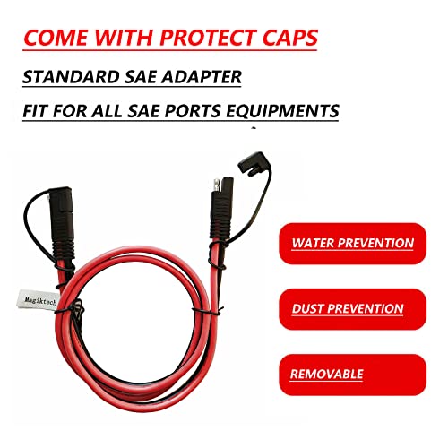 Magiktech 1.6/3.3/6.5/13/25 FT SAE to SAE Extension Cable 14AWG,SAE Adapter Cable,SAE Ports Wire for Solar Panel Battery Automotive RV Camp Trailer Tractor (1.6FT/0.5M)