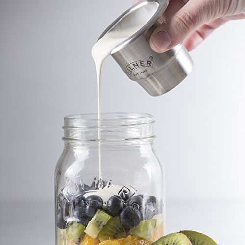 Kilner Snack On The Go Glass Jar Set Stainless Steel Cup Keeps Dry Ingredients Separate from Wet Foods, 17-Fluid Ounces, 0.5L