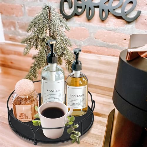 Round Decorative Serving Tray,Farmhouse Wood Tray for Coffee Table,11.5ββ Wooden Tray for Home Decor,Display Tray for Kitchen Bathroom Organizer Coffee Dining Table Centerpiece