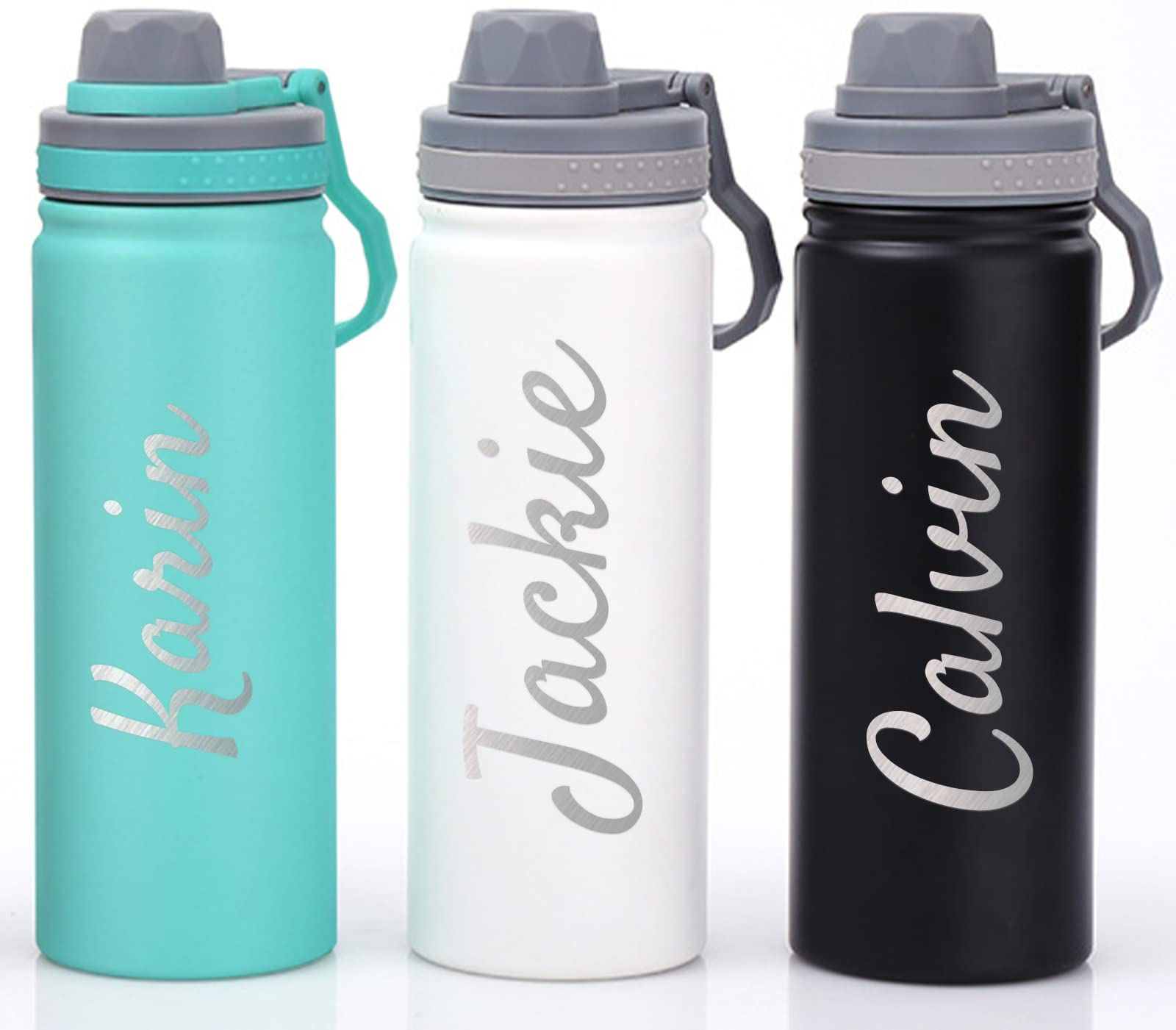 KEAECIZ Personalized Water Bottle Engraved Your Name, Custom 18oz Stainless Steel Sports Bottle with Spout Lid, Perfect for the gym and office/Outdoors Insulated Water Bottle