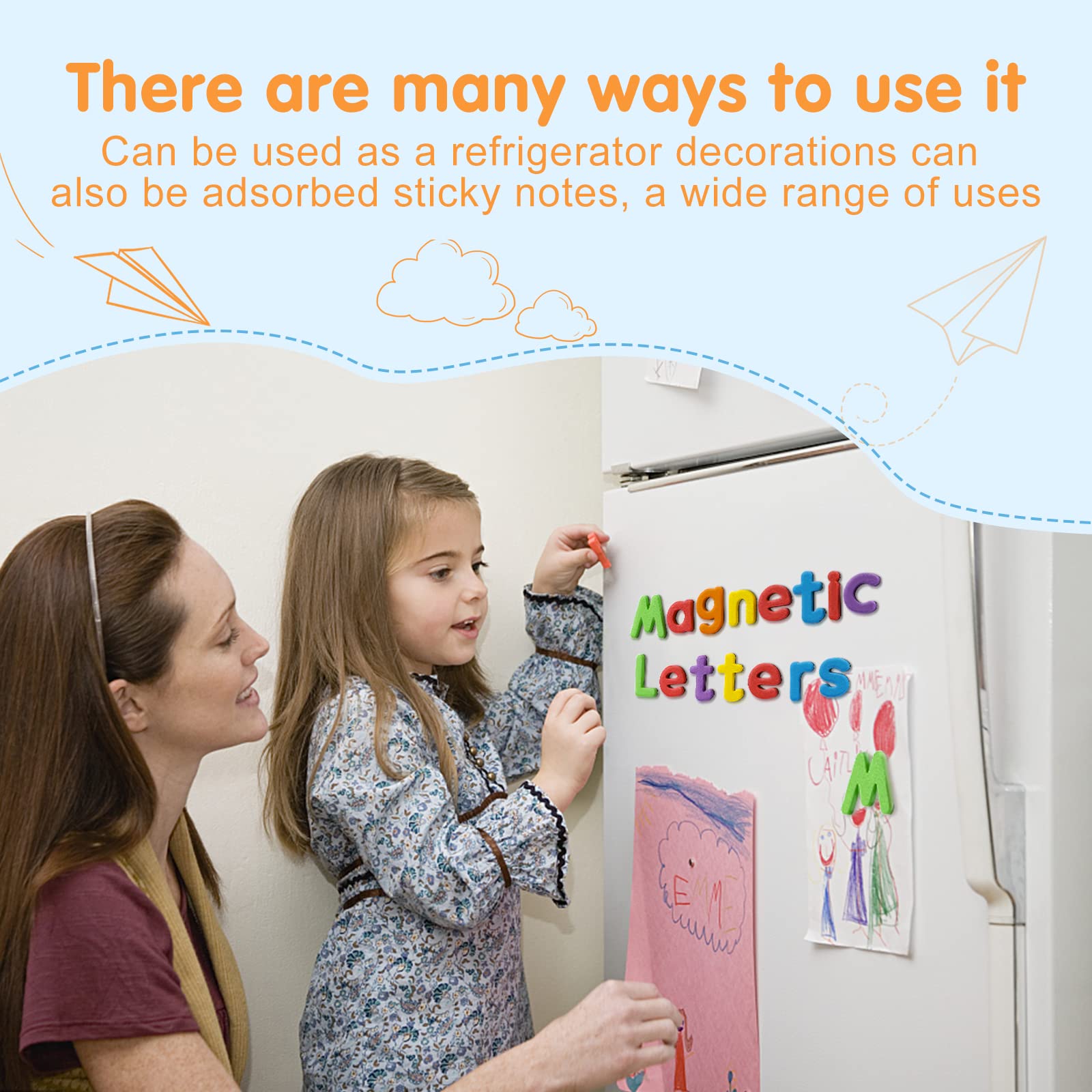 Magnetic Letters Alphabet ABC Magnets for Fridge Colorful Uppercase 234 Pcs with Double-Side Magnet Board Refrigerator Magnets Alphabet Magnets Foam Alphabet Letters for Kids Spelling and Learning