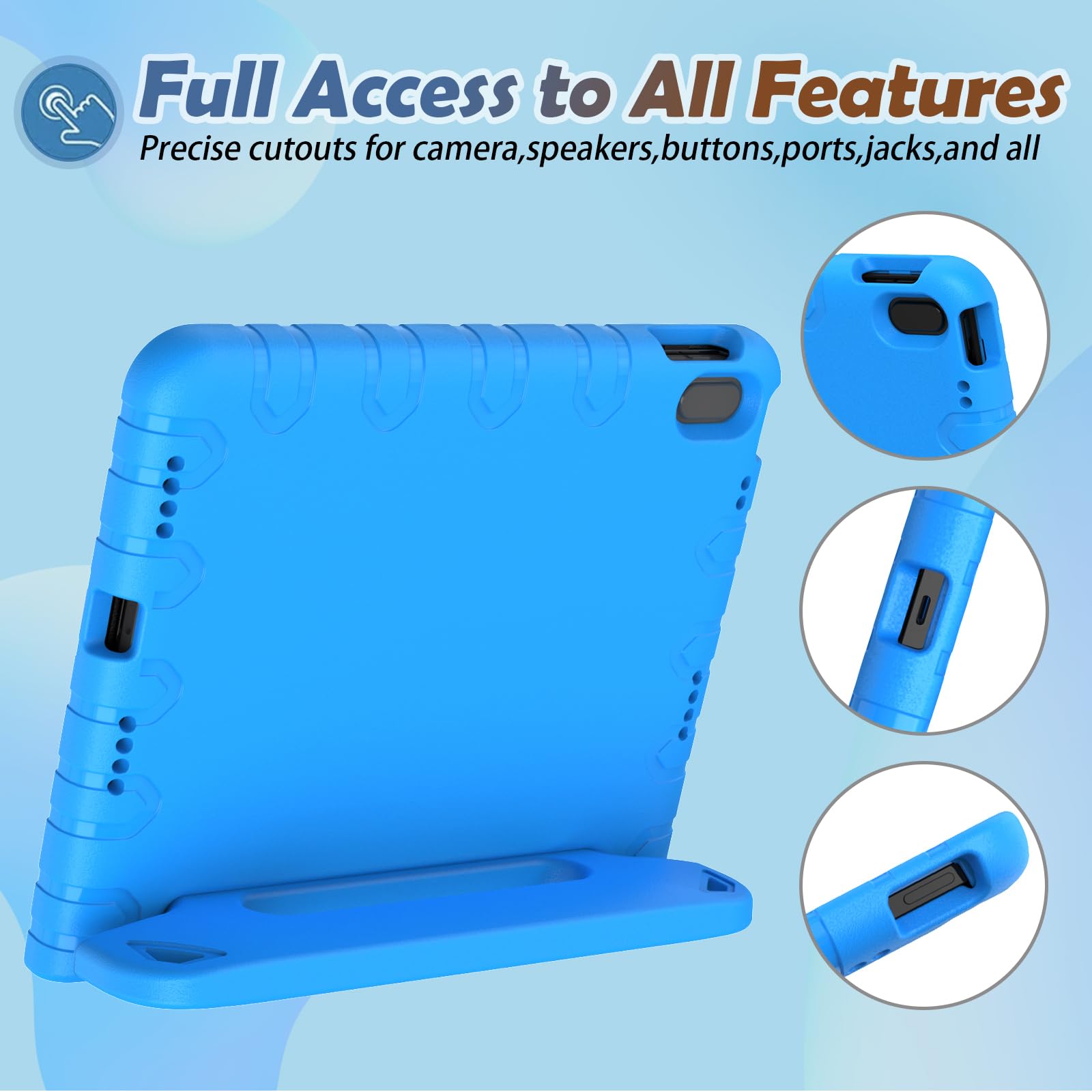 LTROP Kids Case for iPad 10th Generation 10.9-inch 2022 (A2696, A2757, A2777), Shockproof Convertible Handle Stand iPad Gen 10 Case with Built-in Screen Protector for Kids Toddler Boys Girls, Blue