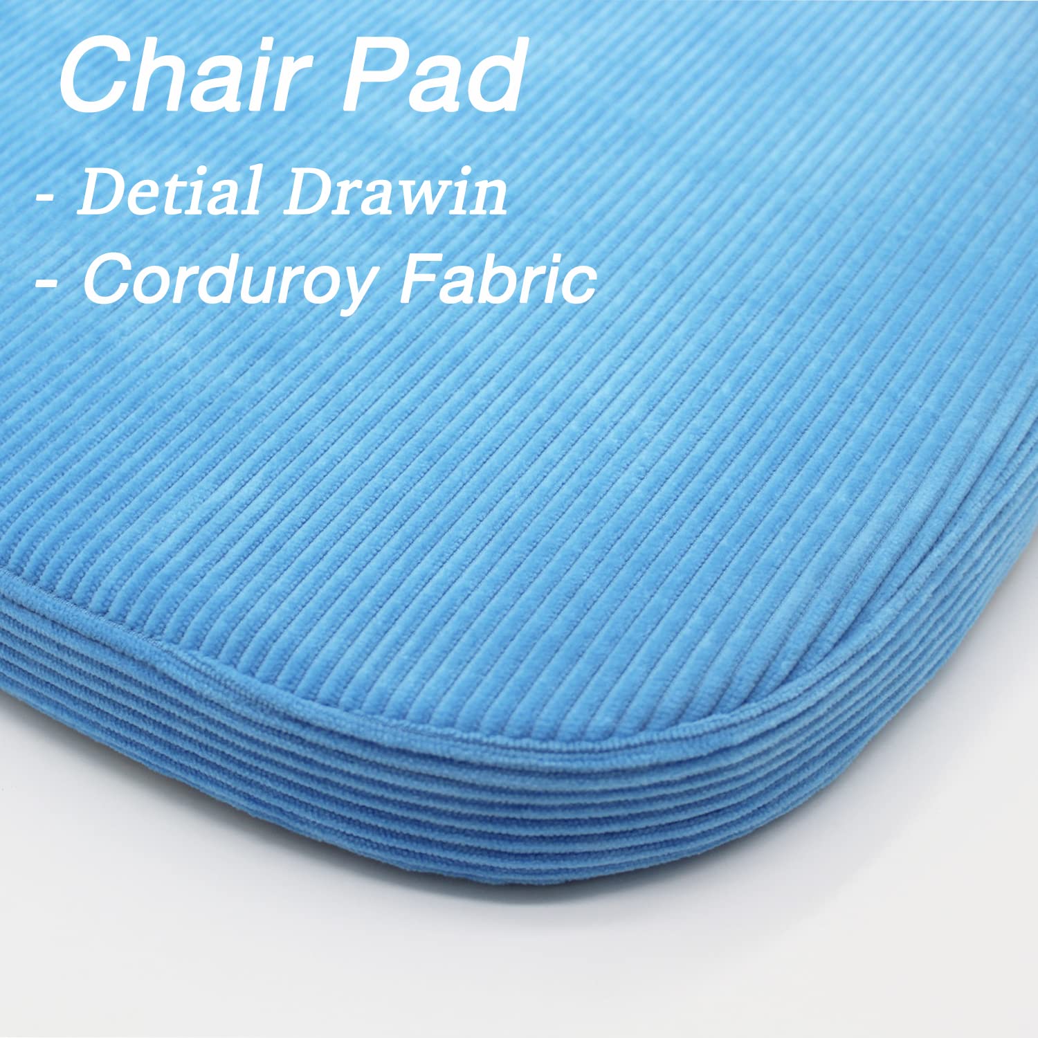 KGPLOME Chair Cushion with Ties for Dining Chairs - Non Slip Memory Foam Kitchen Seat Pad and Indoor Pad with Machine Washable Cover [ 16.5 x 16.2 Inches ] - Blue