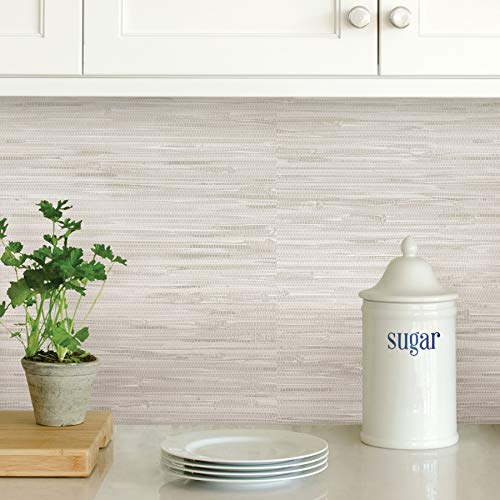 NuWallpaper NUS2875 Cream Grassweave Peel & Stick Wallpaper, Neutral