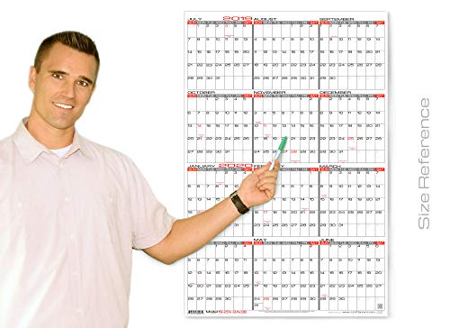 JJH Planners - Laminated - 24" x 36" Large Academic 2024-2025 Wall Calendar - Vertical 12 Month Yearly Annual Planner (24-25v-24x36)