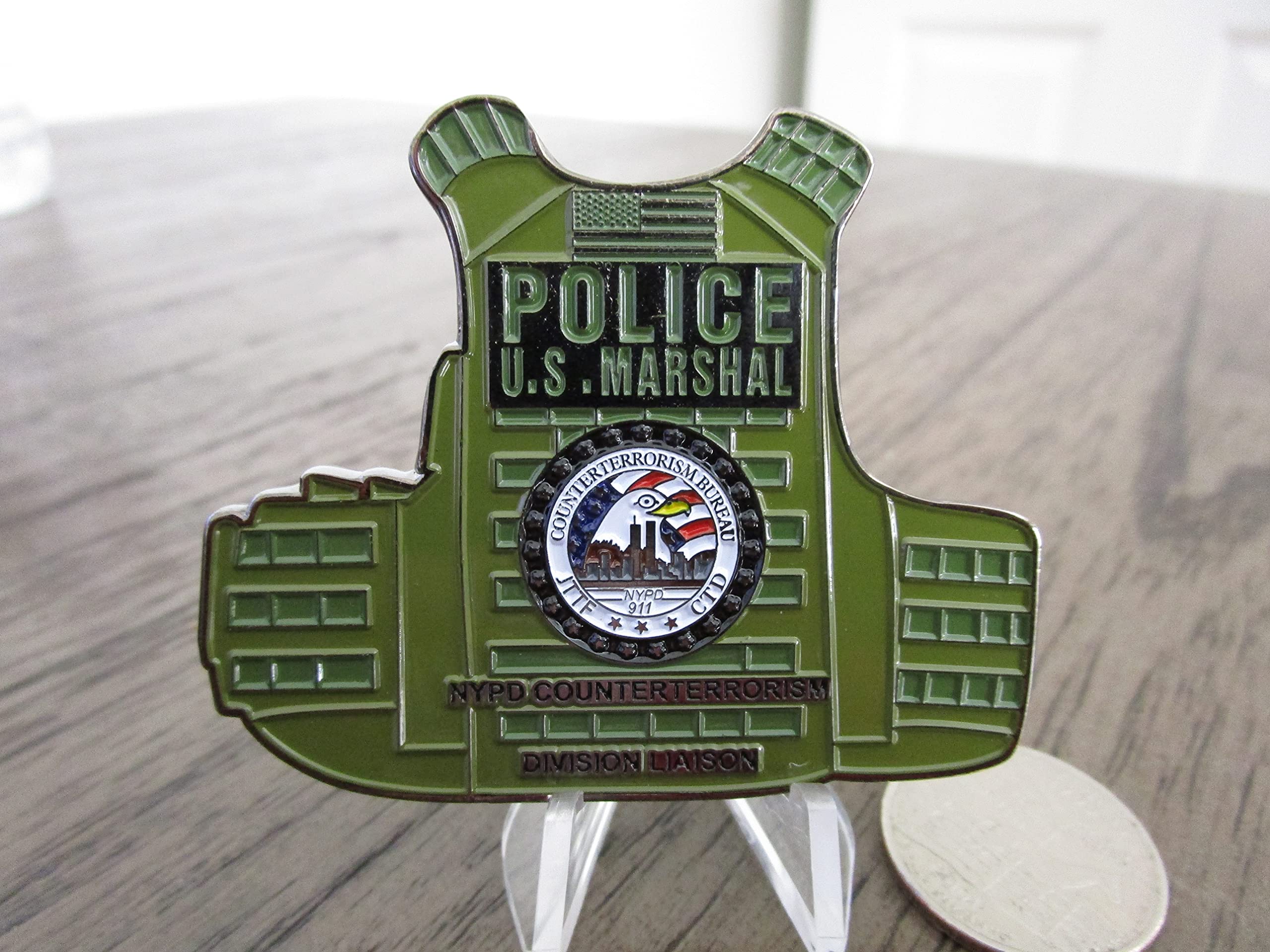 Police US Marshal New York Police Departmen Counter Terrorism Division Liason Tactical Vest Challenge Coin