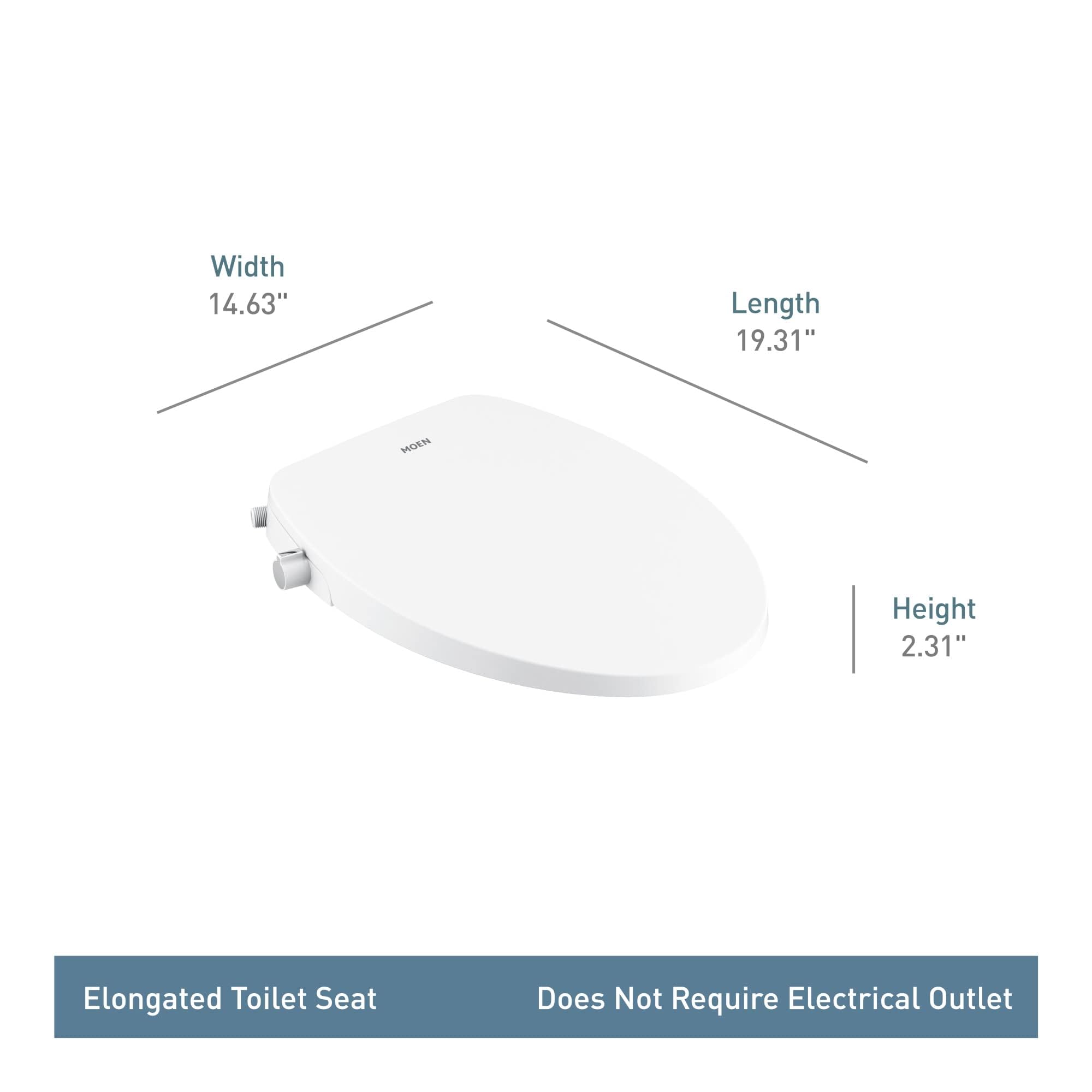Moen EB500-E 2-Series Standard Non-Electronic Bidet Toilet Elongated Seats, White