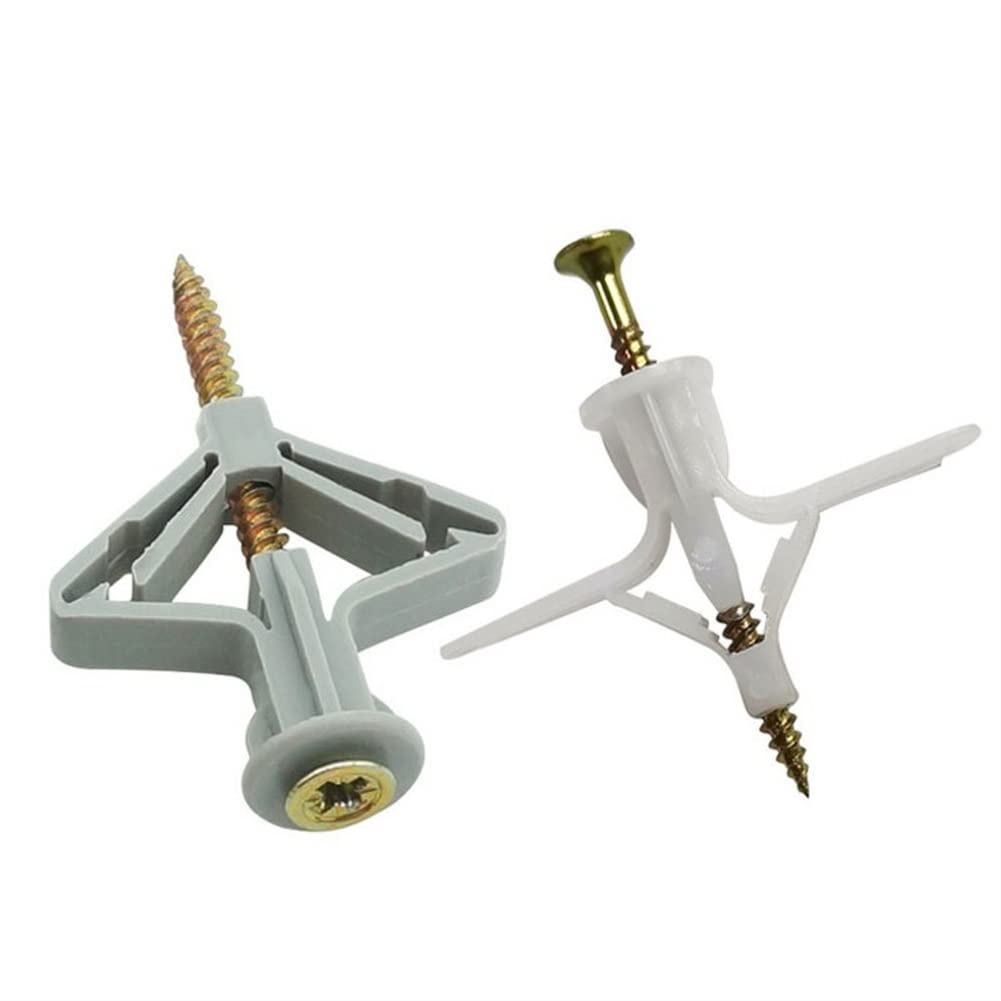 MOBEBI Expansion Bolts,60set Plasterboard Anchor Plastic Expansion Tube Pipe Wall Anchors Plugs Expansion with Head Screw Kit Anchor Bolts (Specification : A) (Size : B)