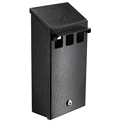POCHAR Rainproof Wall Mount Disposal Containers - Galvanized Steel Outdoor Receptacles Smoker Disposal - Easy Waste Accommodation - for Outdoor Use (Black)