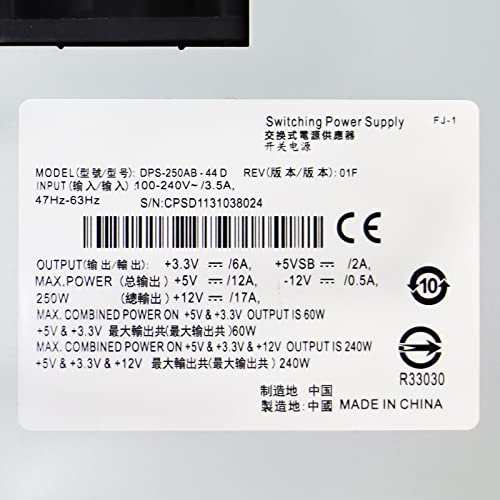 LXun Upgraded New DPS-250AB-44 D 250W Power Supply Compatible with Delta DPS-250AB-44D Server NAS Host Switching Power Supply Repair 24-Pin + 20-Pin
