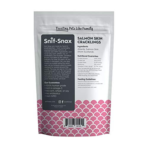 Snif-Snax Human Grade Dog Treats - All-Natural Salmon Skin Cracklings, 1.5oz