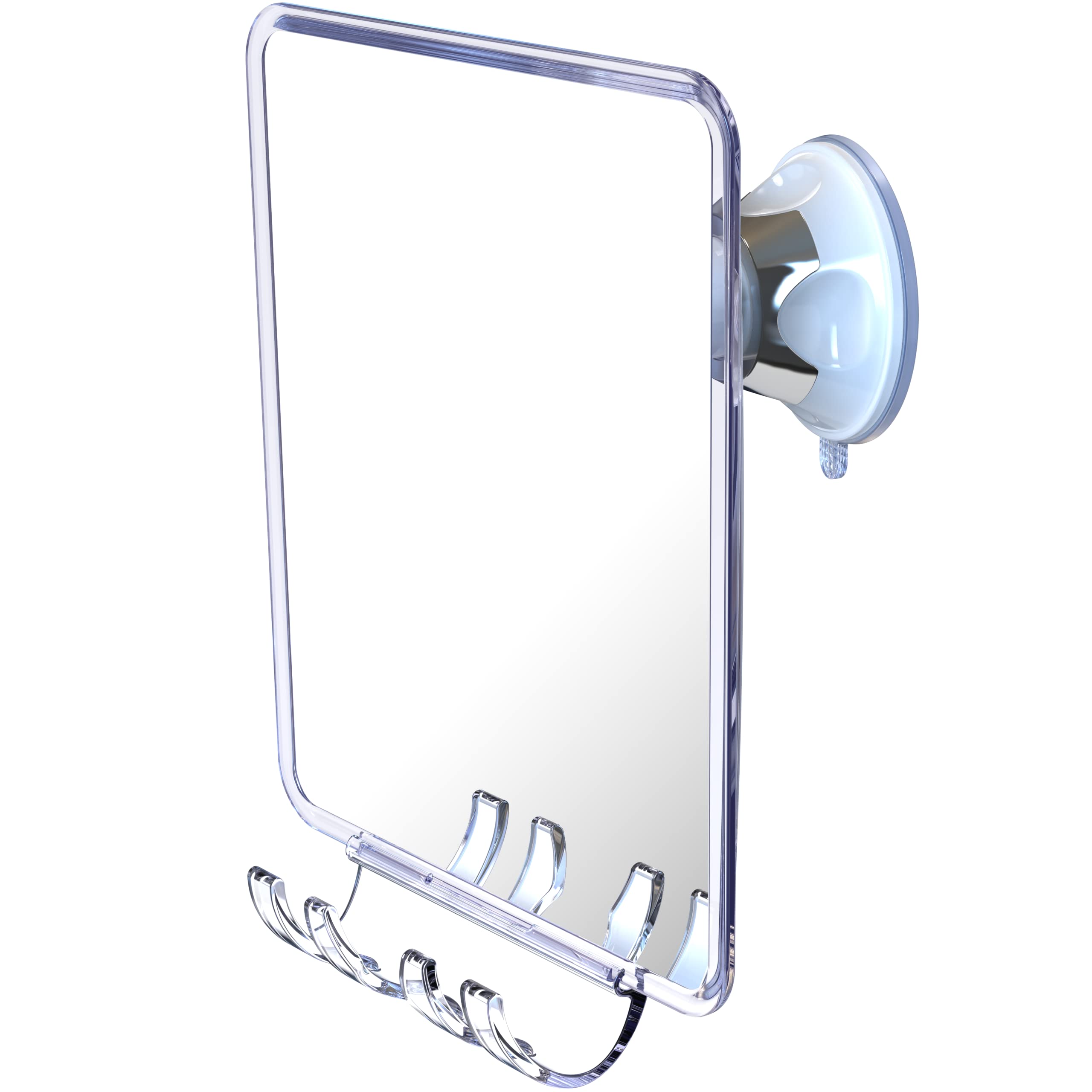 Luxo Shower Mirror, Shower Mirror fogless for Shaving with a Removable Razor Holder - Shaving Mirror for Shower with a Powerful Suction Cup - Shatterproof fogless Mirror for Shower (Clear)