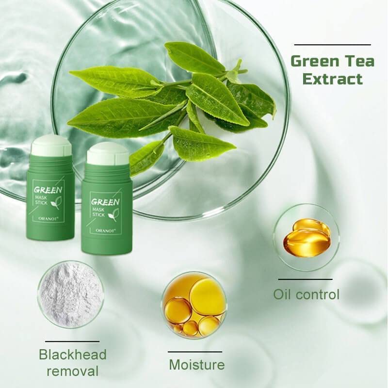 Oneews Green Tea Mask Stick, Green Tea Deep Cleanse Mask Atheniz Blackhead Remover, Natural Green Tea Deep Cleanse Mask Stick For All Kind Skin Type (1Pack)