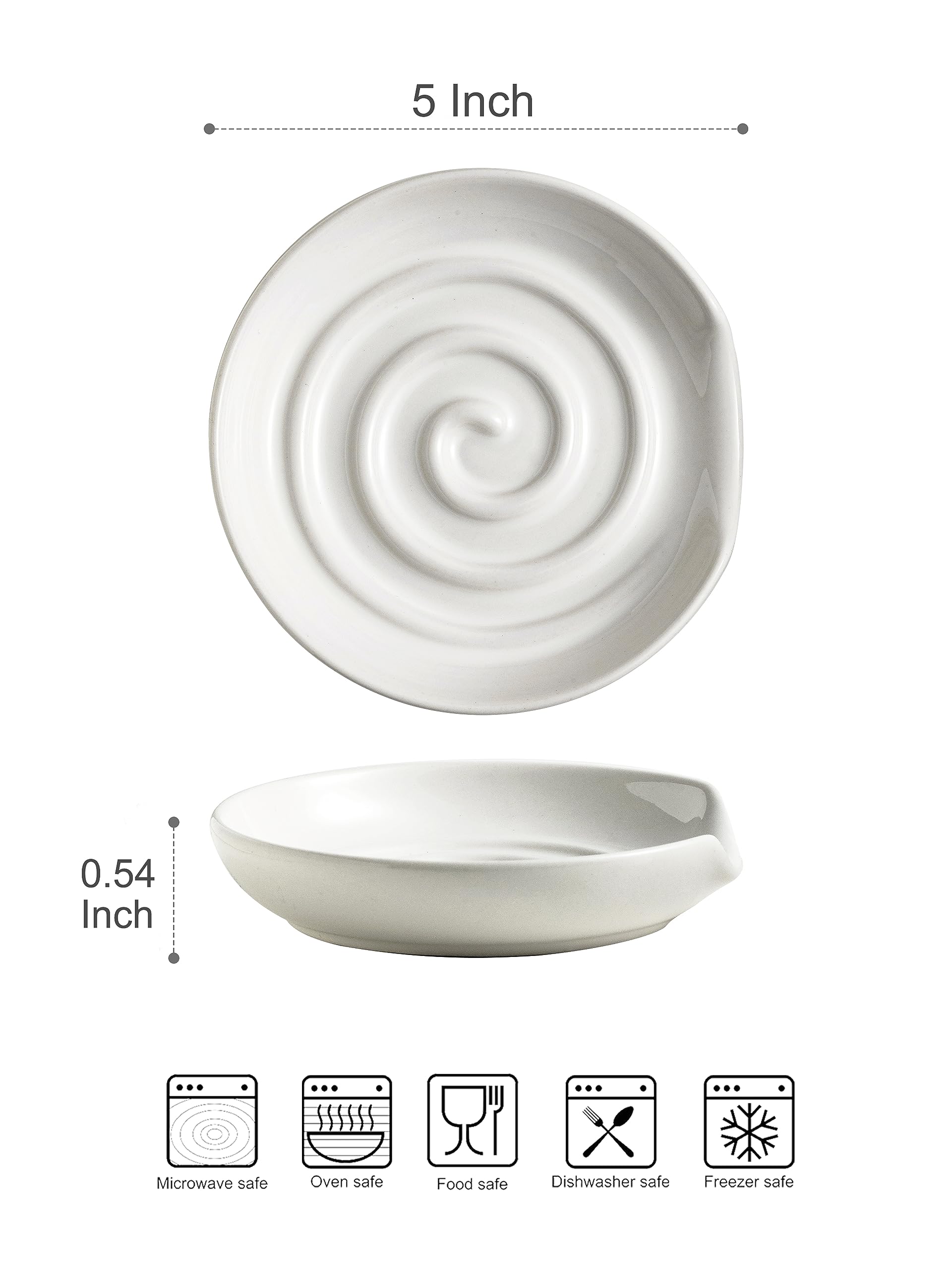 LYEOBOH Spoon Rest for Stove Top, 5 Inch Ceramic Spoon Rest, Spoon Holder for Kitchen Counter, Coffee Spoon Rest Utensil Rest for Spatulas, Spoons, Tongs, Ladles, Kitchen Decor, Cream White