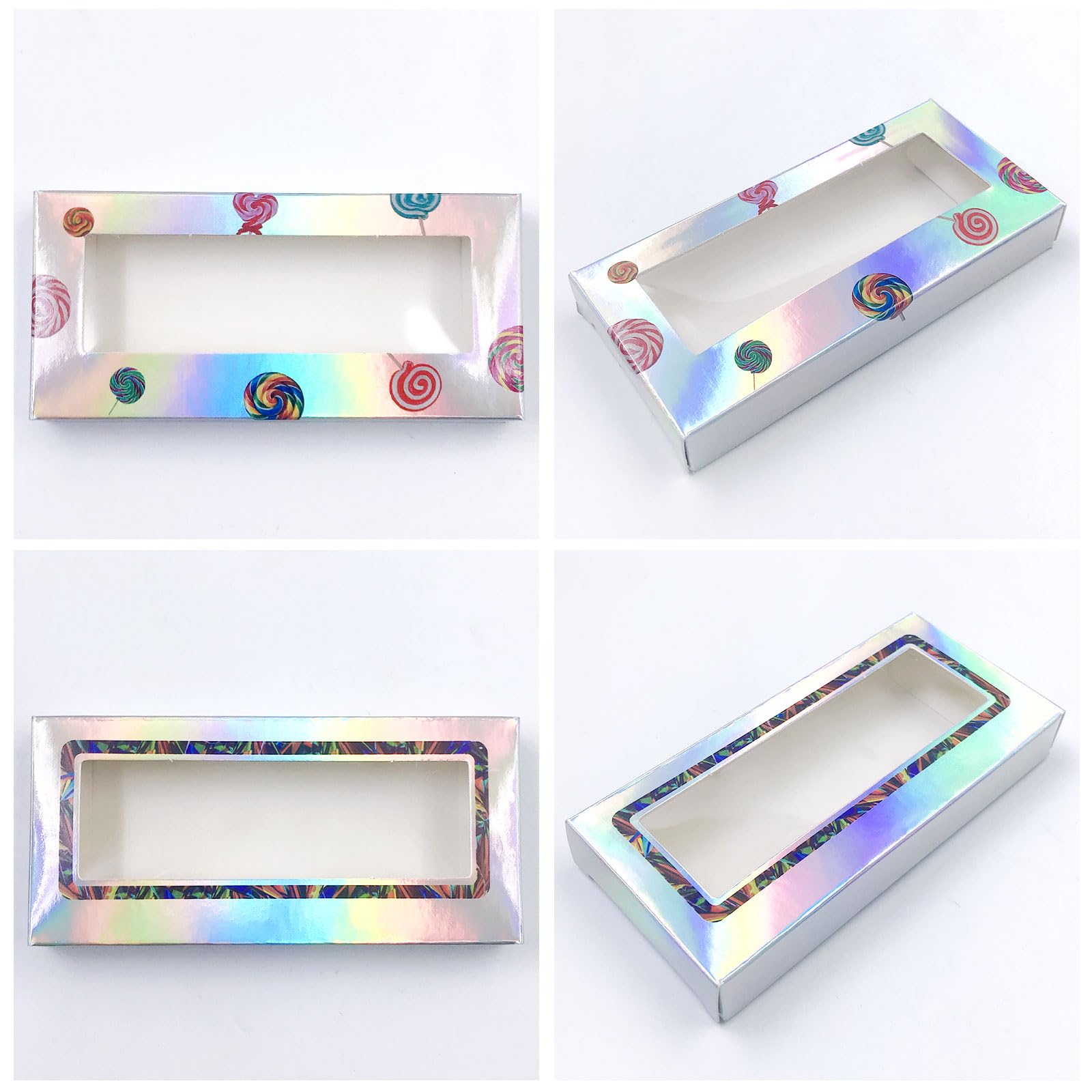 IFLOVEDEKD 100 Pieces Lash Boxes Packaging Including 50 Empty Eyelash Packaging Lash Box, 50 Lash Box False Lash Trays Lash Packaging, 104+106 Styles Eyelash Boxes Glitter Lash Box Mix