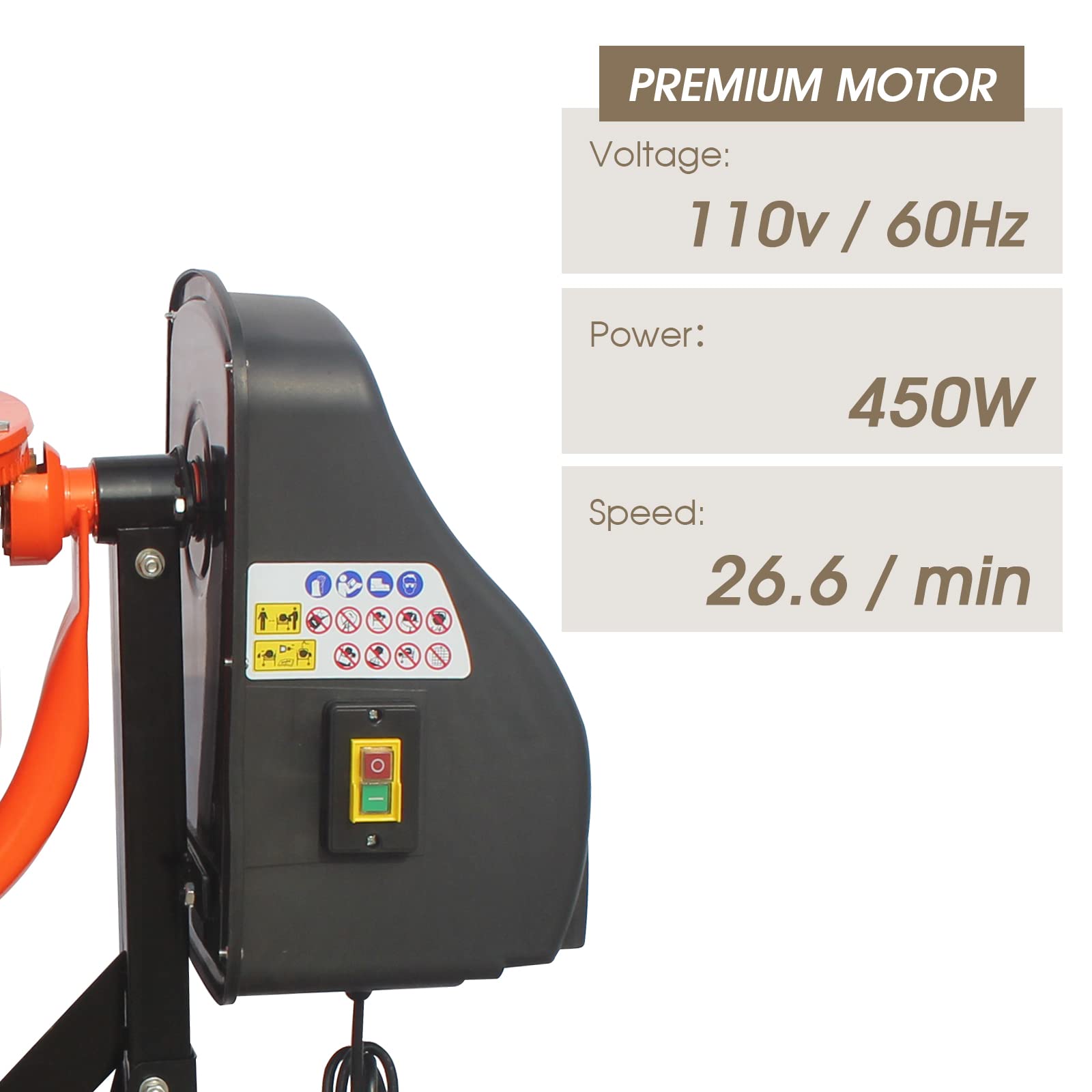 Oarlike Electric Concrete Mixer 4.2 Cu Ft Portable Cement Mixing Machine for Stucco, Mortar Seeds with Wheel and Stand
