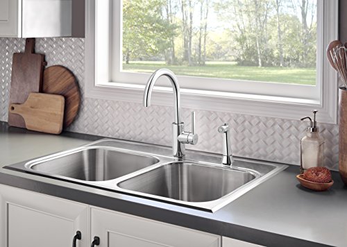 Pfister Solo Kitchen Faucet with Side Sprayer, 1-Handle, High Arc Swivel Spout, Polished Chrome Finish, LF0294SLC