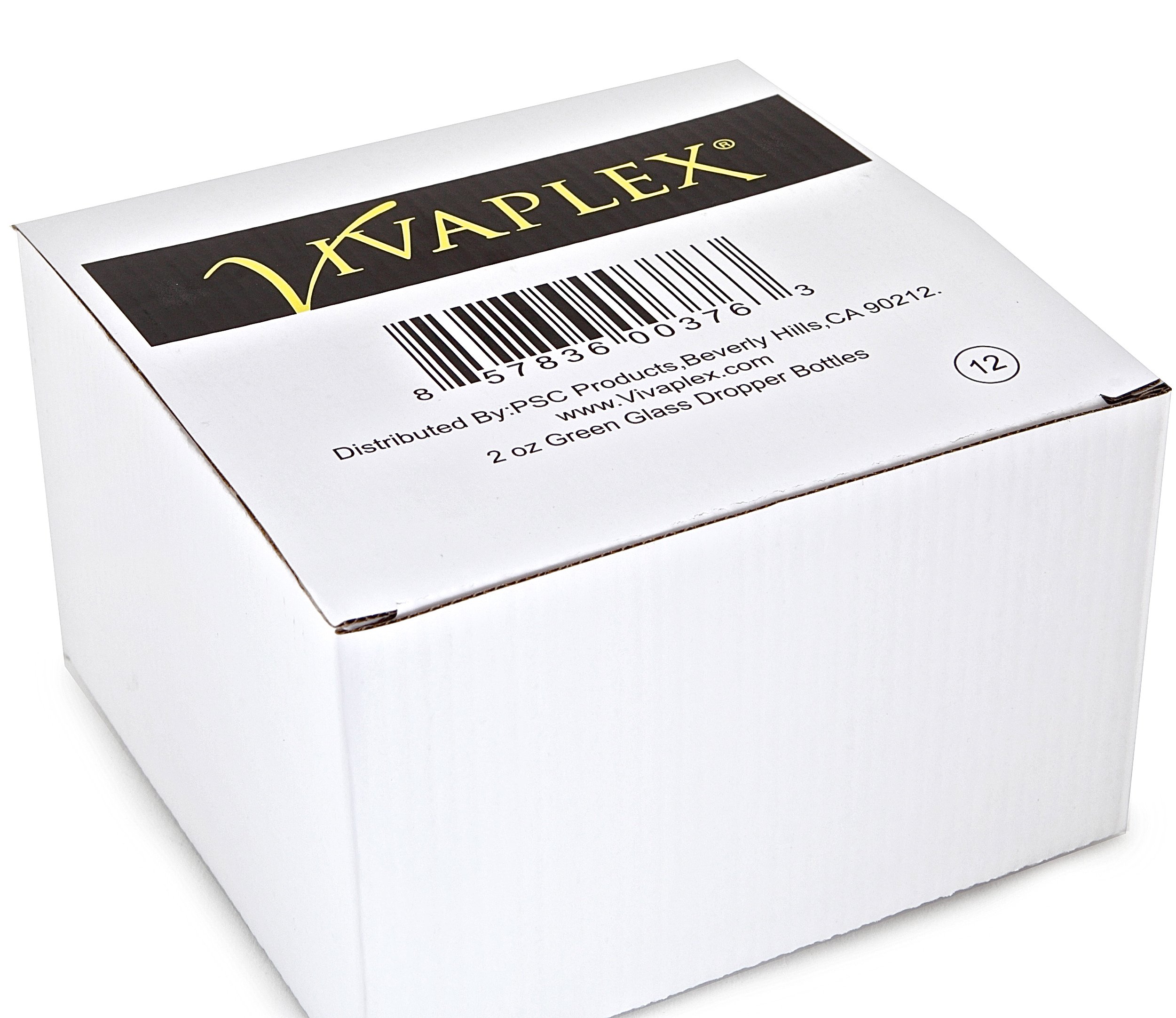 Vivaplex, 12, Green, 2 oz Glass Bottles, With Glass Eye Droppers