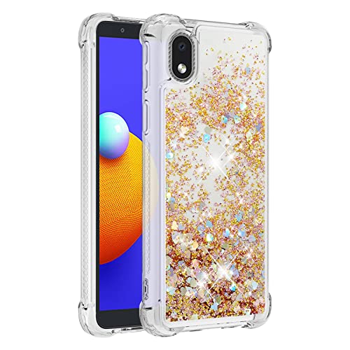Phone Case Cover Glitter Case Compatible with Samsung Galaxy A01 Core Case Compatible with Women Girls Girly Sparkle Liquid Luxury Floating Quicksand Transparent Soft TPU Phone Case Bags Sleeves (Col